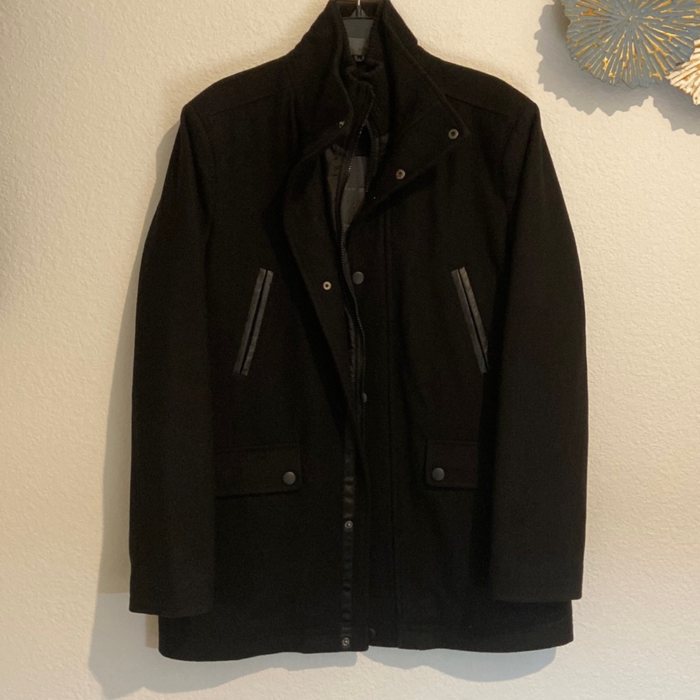 Kenneth Cole Men Black Wool Winter Jacket Size M - Gem